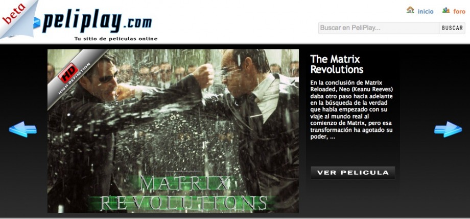 Ver películas gratis (estrenos) por Internet con PeliPlay