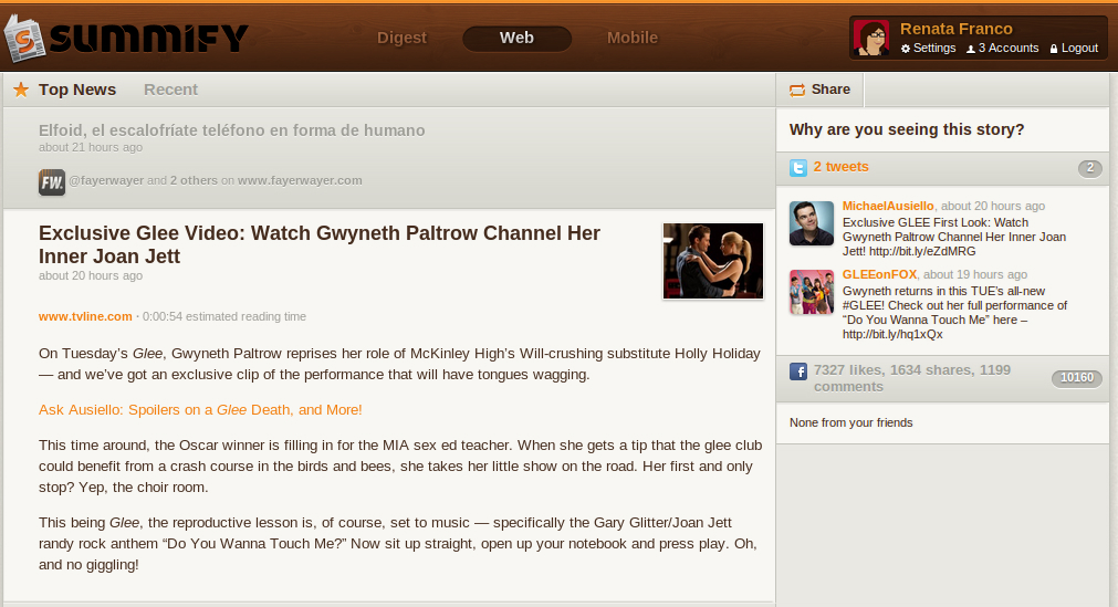 Summify: las mejores historias de tus redes sociales y feeds