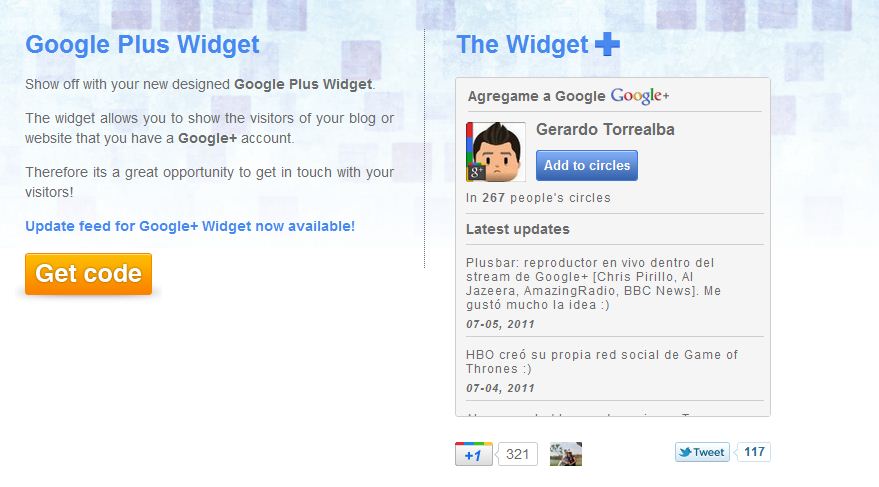 Widget de Google+ Plus para que te agreguen a círculos desde tu sitio web