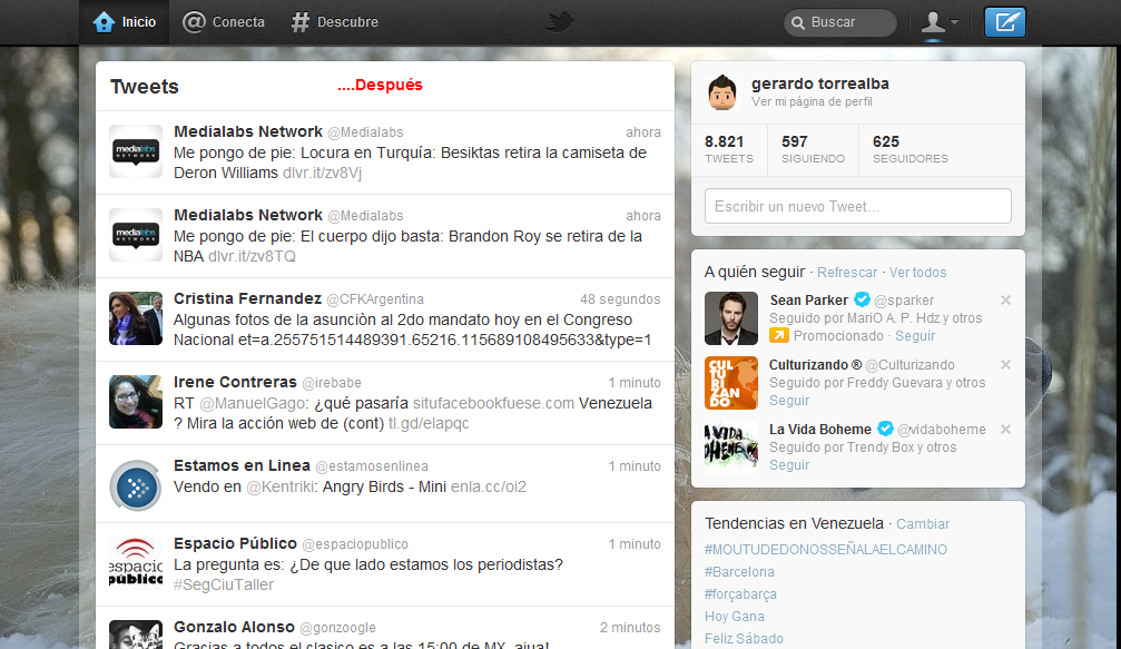 Mueve el Timeline de Twitter de derecha a izquierda (como estaba antes)