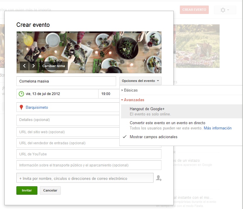 Cómo crear y configurar un evento en Google Plus